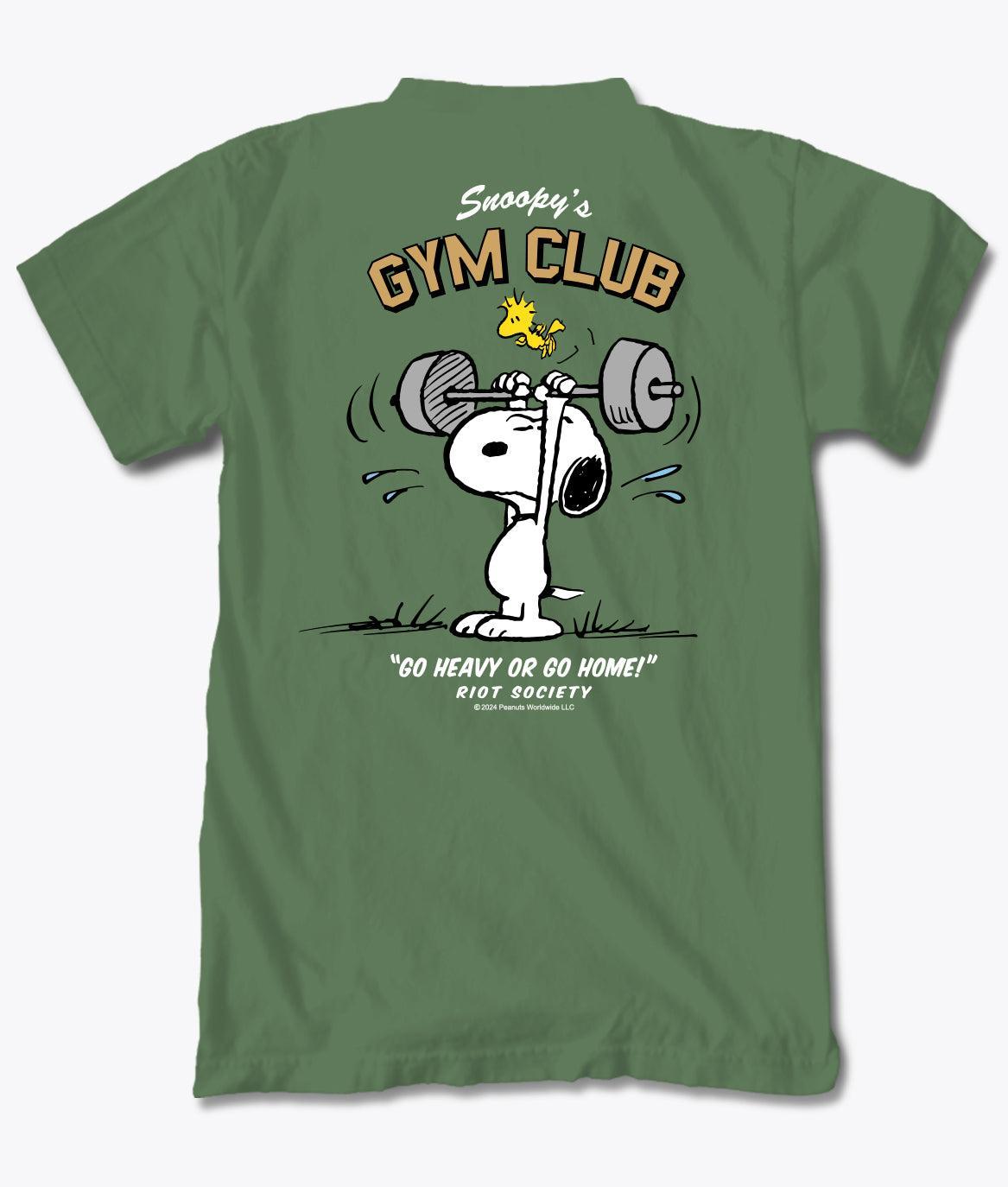 Peanuts Snoopy's Gym Club Kids Tee - Military Green – Riot Society Clothing